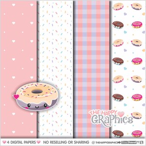 Donut Digital Paper, Donut Pattern, Printable Paper, Doughnut Paper ...