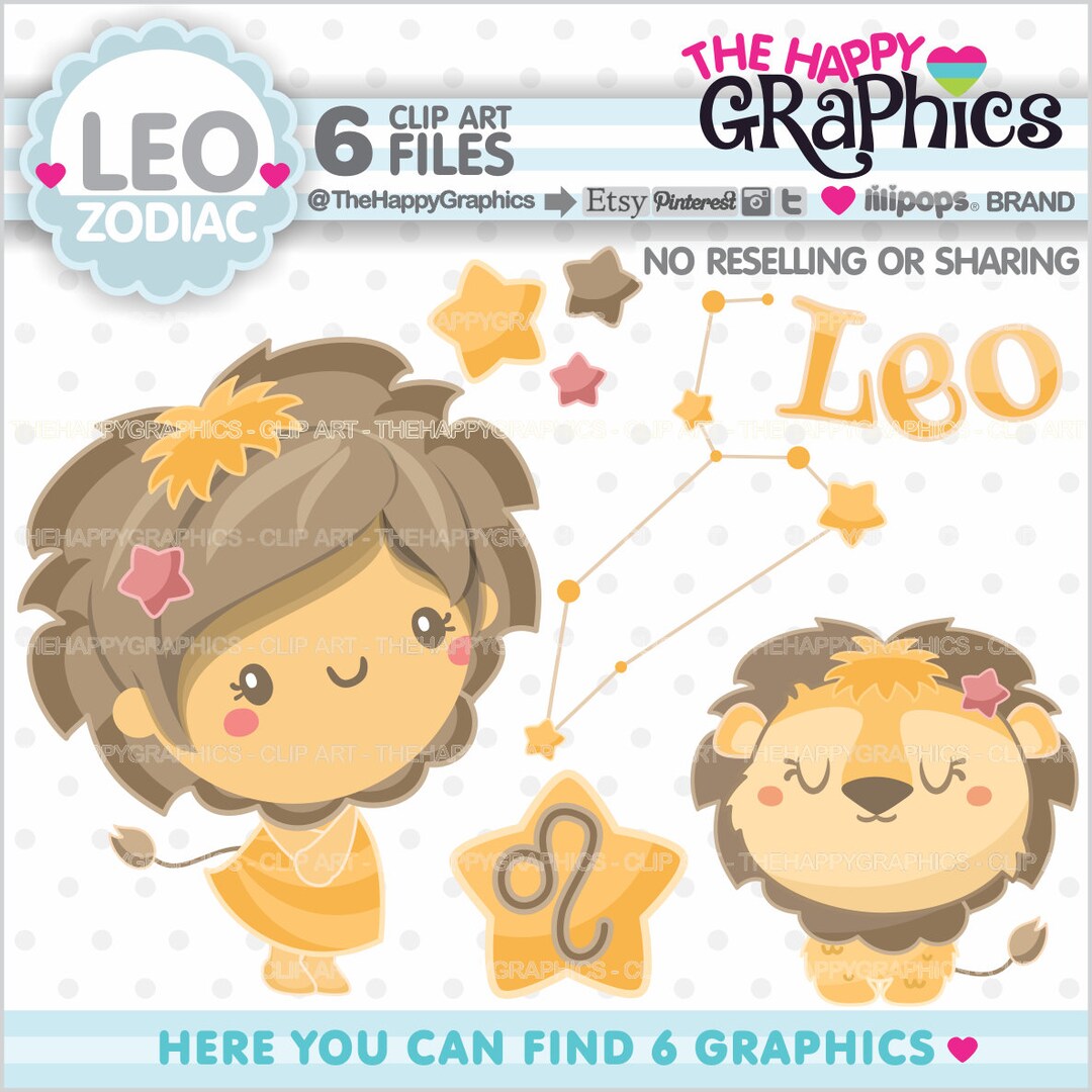 Leo Clipart, Leo Graphics, COMMERCIAL USE, Zodiac Clipart, Zodiac ...
