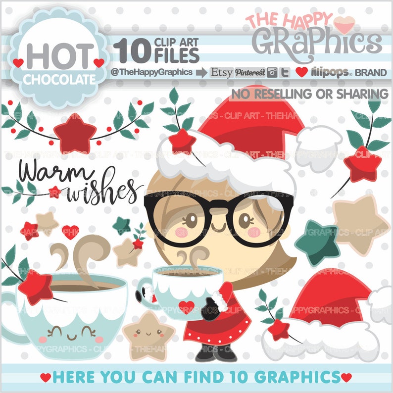 Hot Chocolate Clipart Christmas Clipart COMMERCIAL USE Hot - Etsy