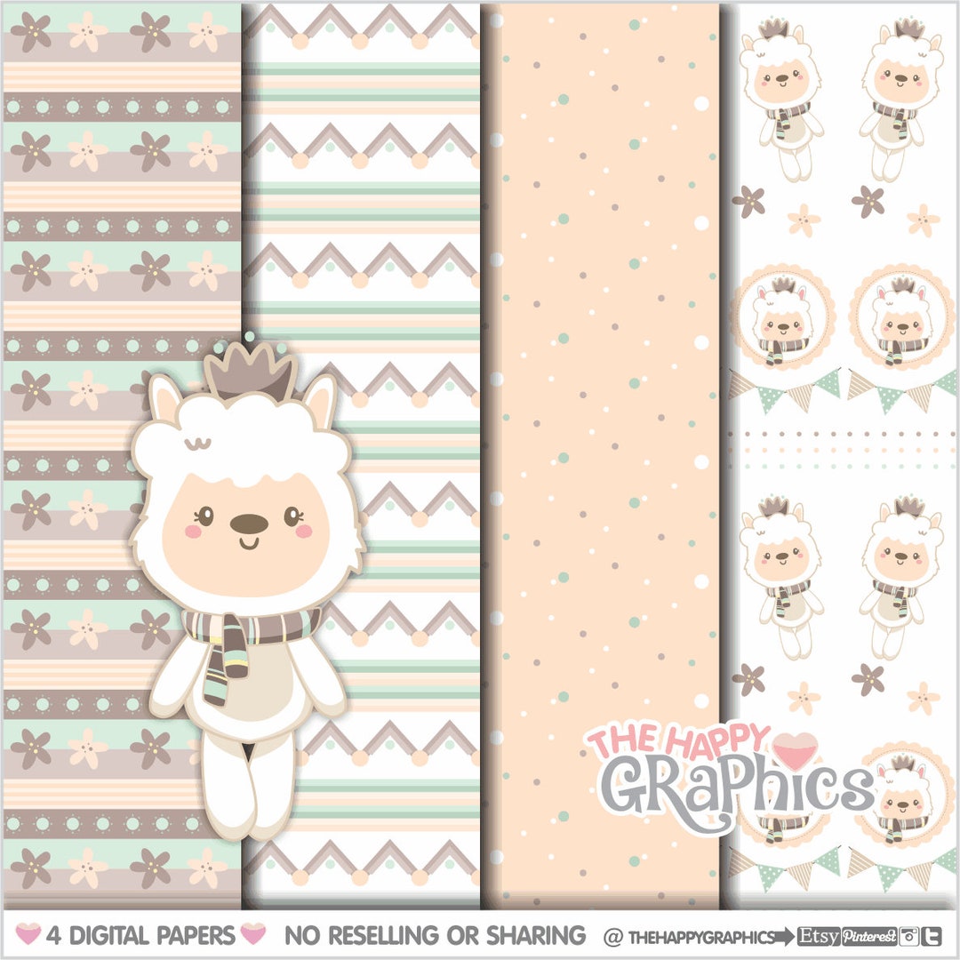 Llama Digital Paper, Llama Pattern, Llama Paper, COMMERCIAL USE, Animal ...