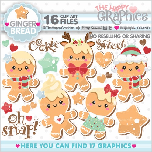 Gingerbread Clipart Gingerbread Graphics COMMERCIAL USE - Etsy