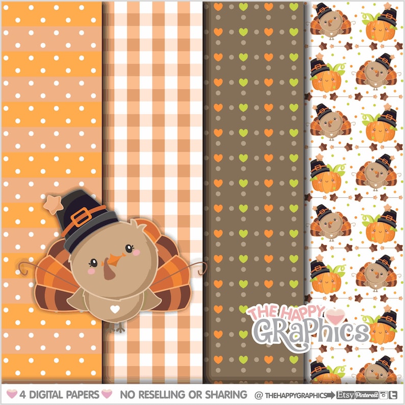 Thanksgiving Digital Paper Thanksgiving Pattern COMMERCIAL | Etsy