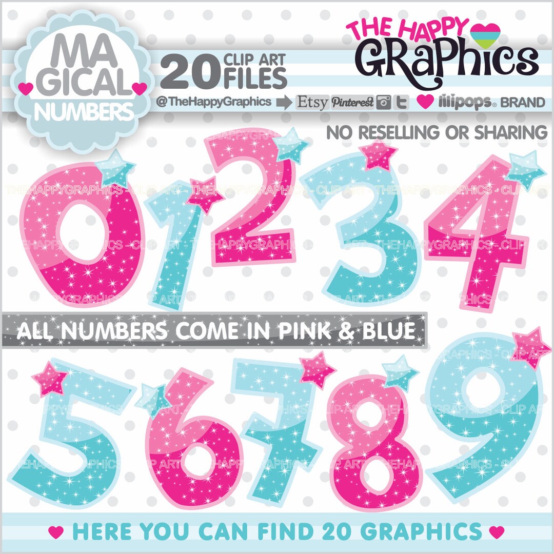 Number Clipart, Number Graphic, COMMERCIAL USE, Number Party, Fairy ...