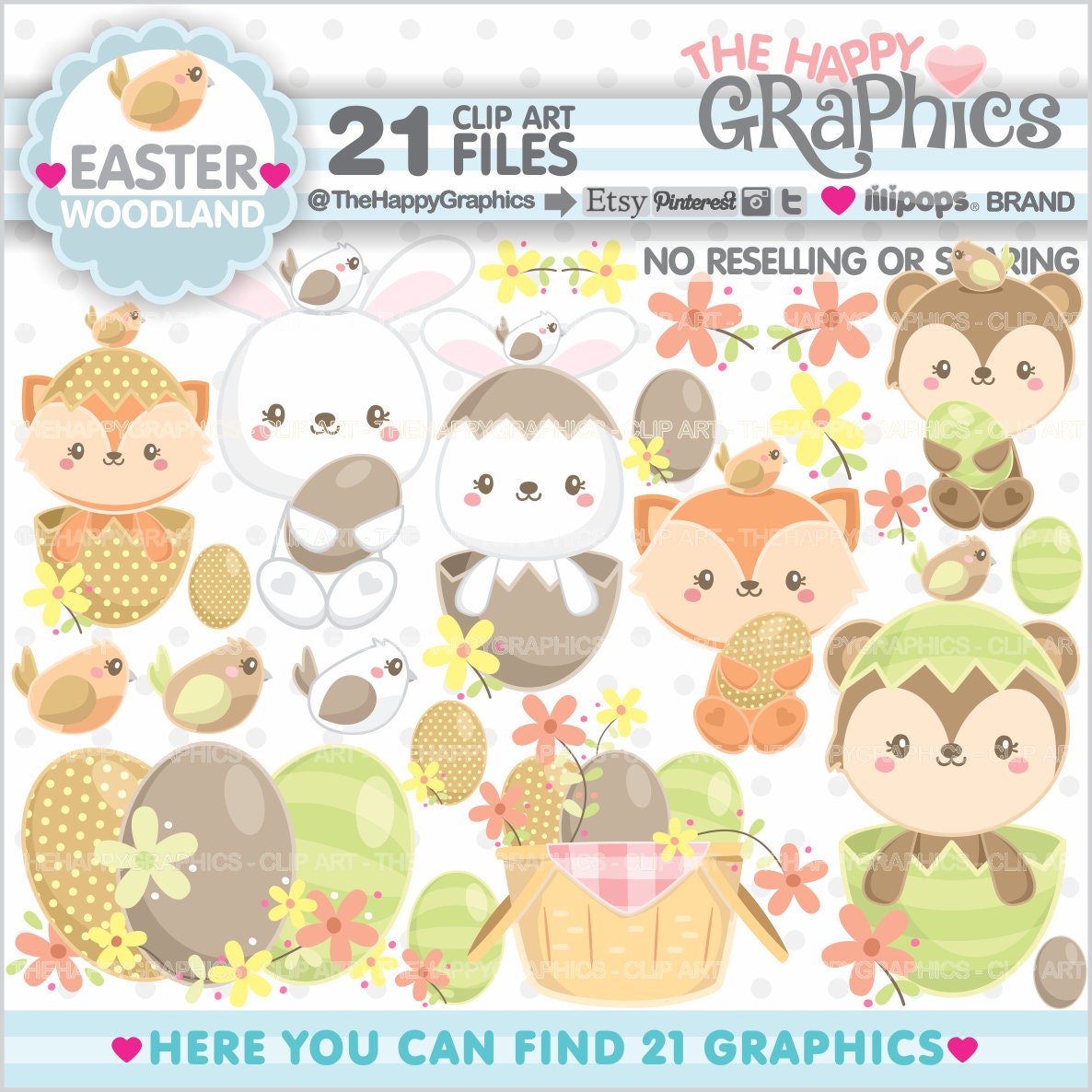 Easter Clipart Easter Graphics COMMERCIAL USE Spring | Etsy