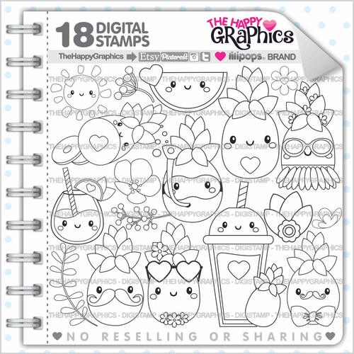 Summer Stamp Commercial Use Digi Stamp Digital Image - Etsy