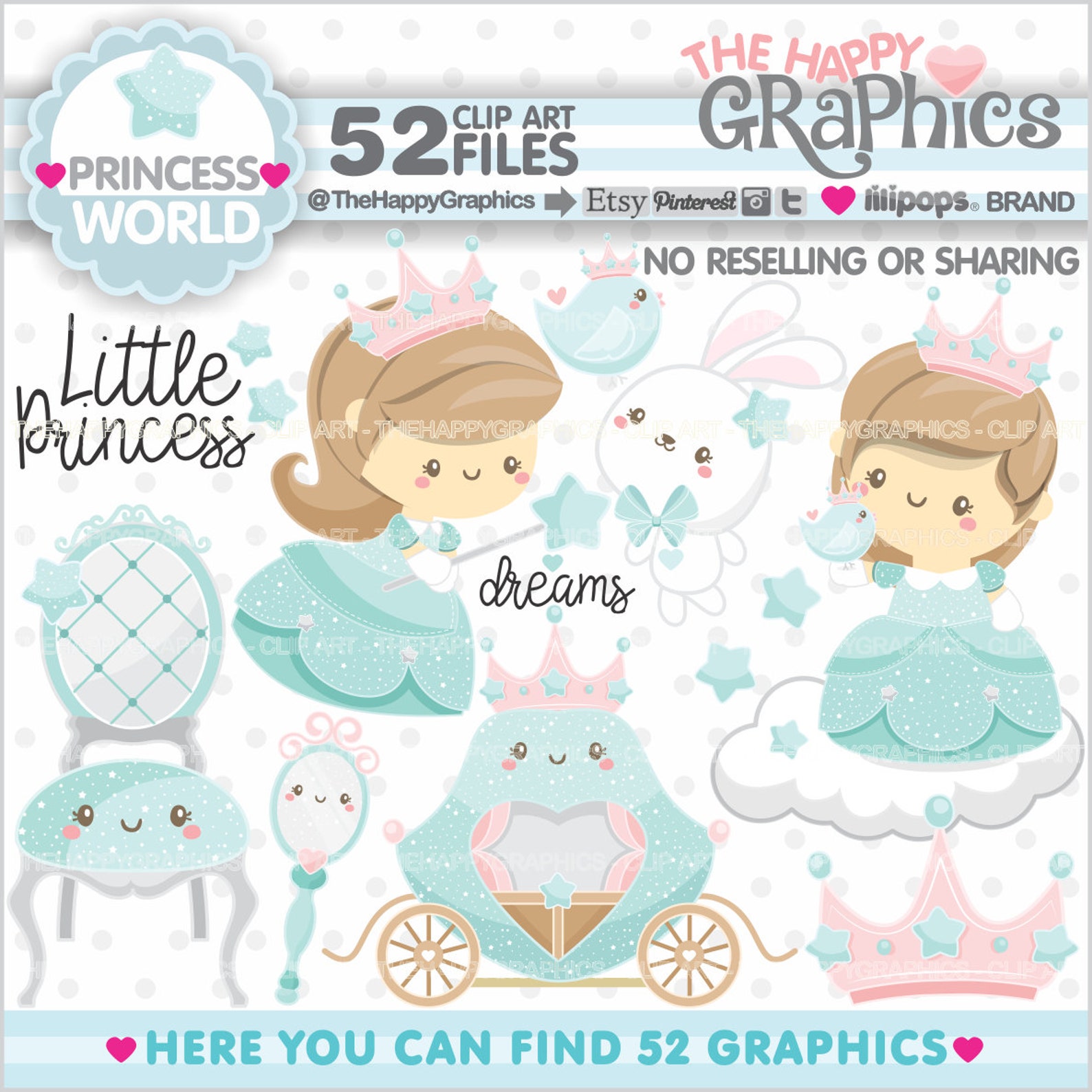 Princess Clipart Princess Graphics COMMERCIAL USE Fairy - Etsy