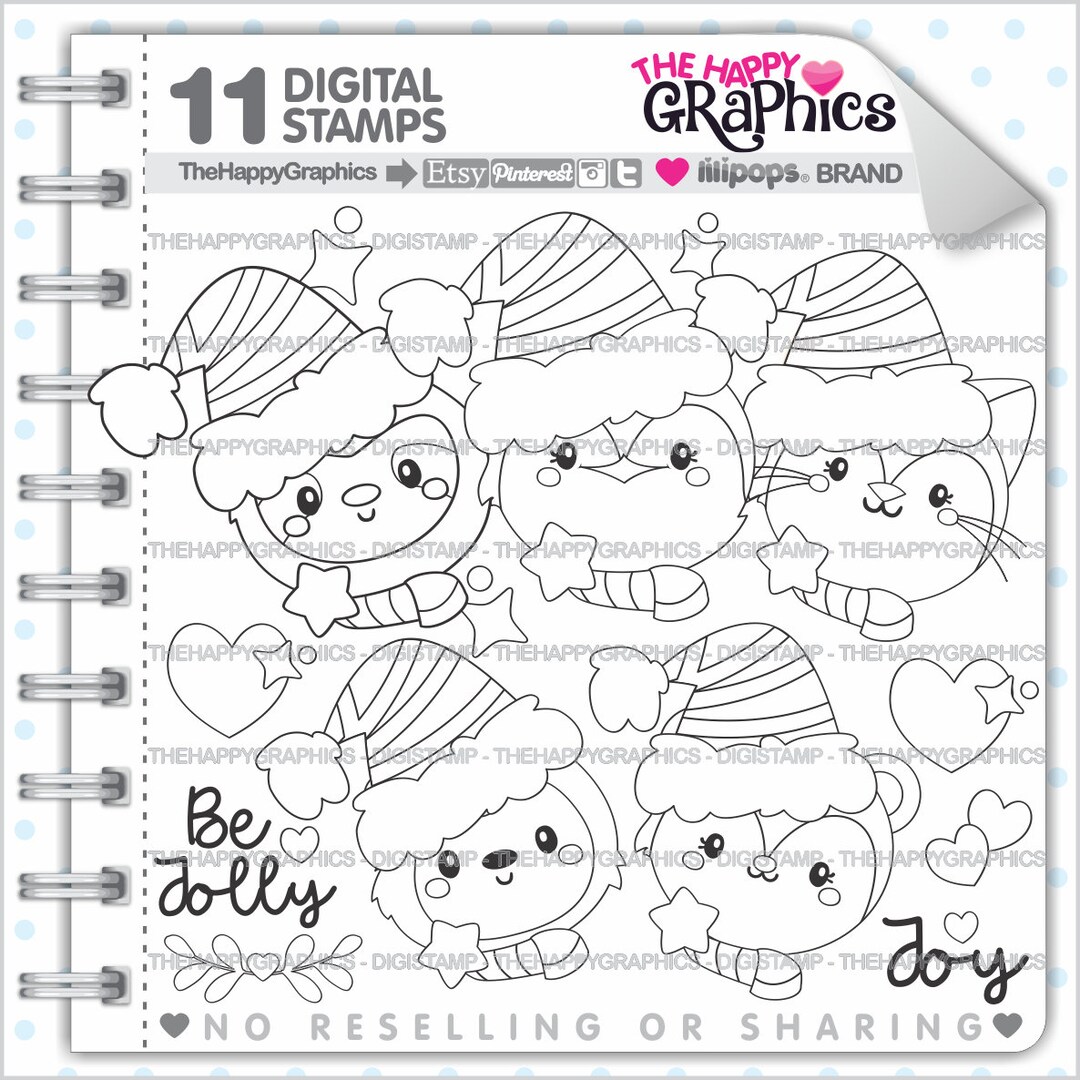 Christmas Stamp, Digi Stamp, Digital Image, Christmas Digistamp ...