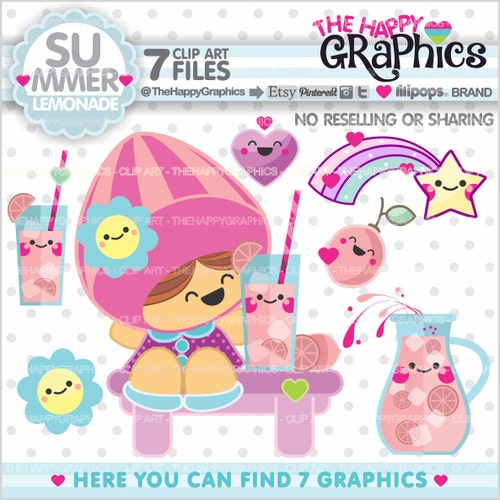 Pink Lemonade Clipart Summer Clipart COMMERCIAL USE - Etsy