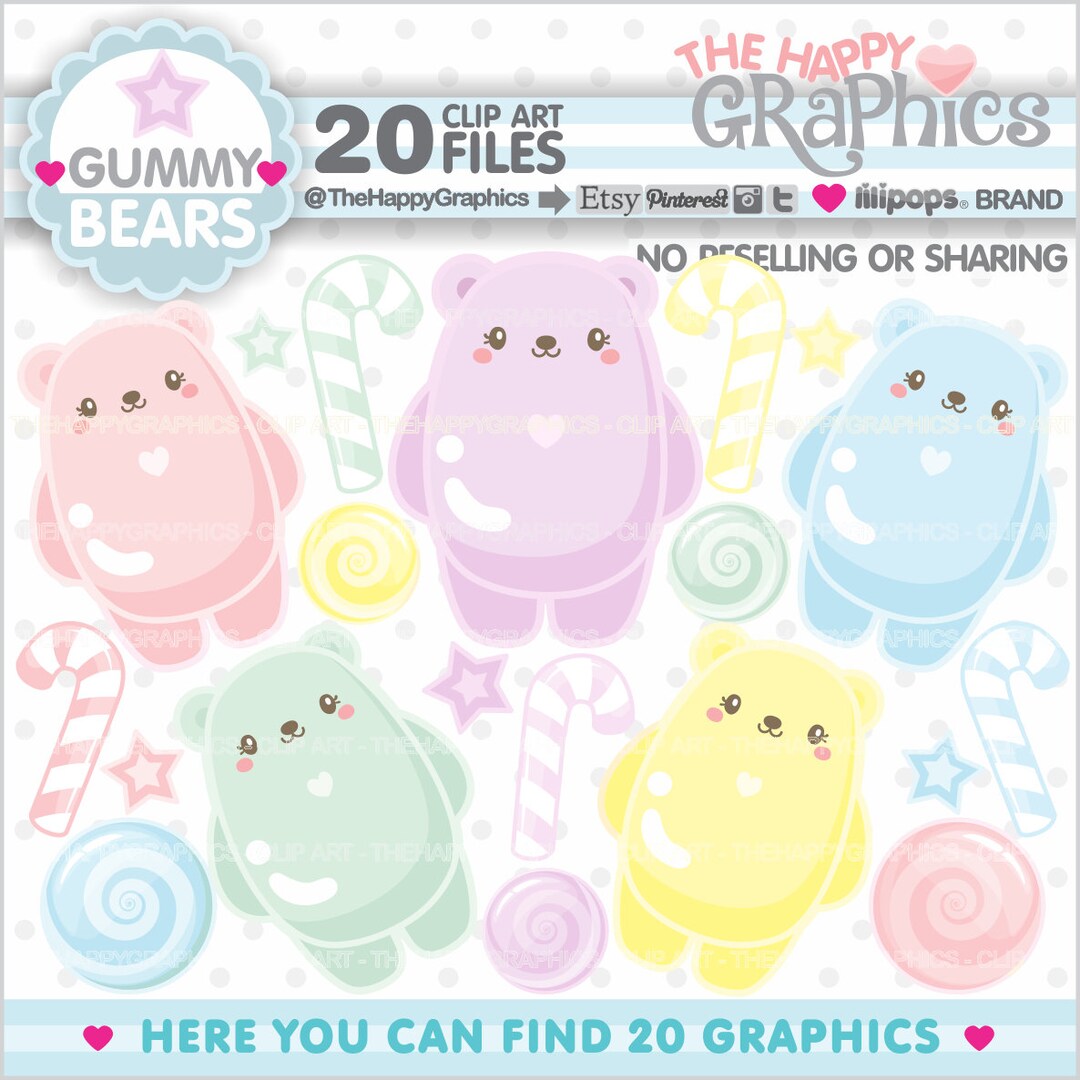 Gummy Bear Clipart, Candy Clipart, COMMERCIAL USE, Bear Clipart, Candy ...