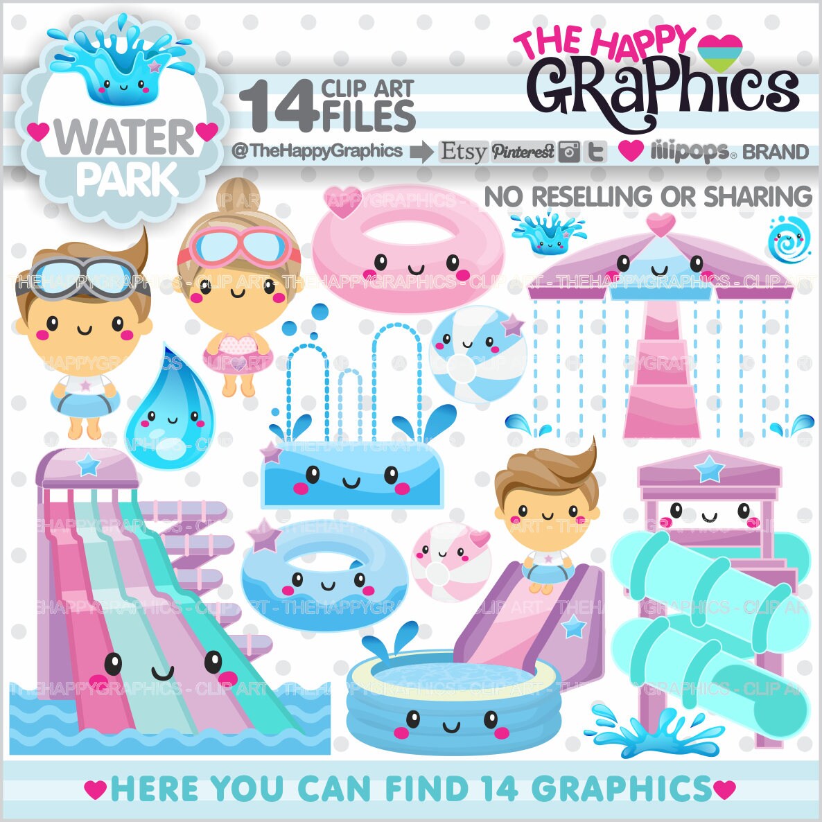 Water Park Clipart Water Park Graphics COMMERCIAL USE - Etsy Singapore