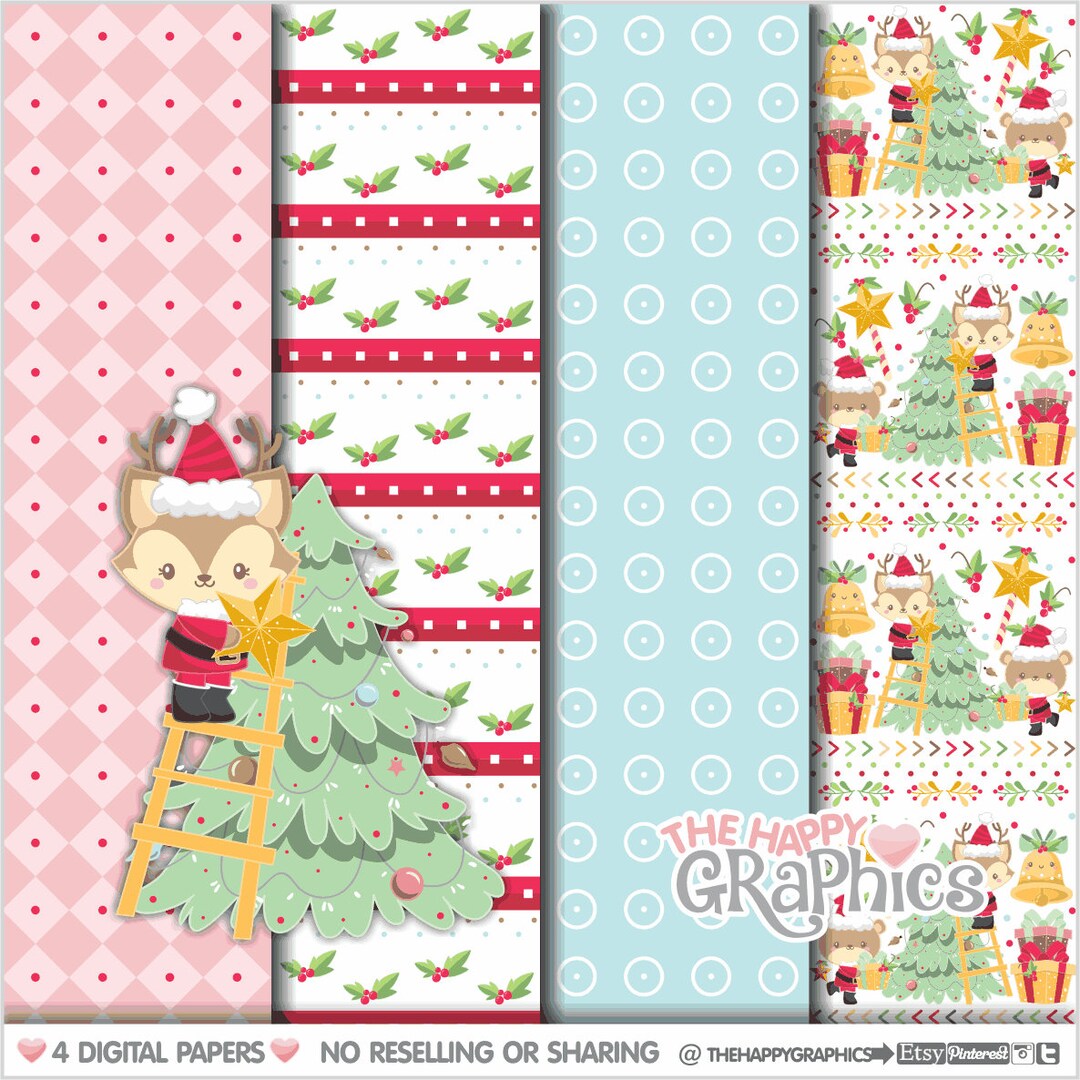 Christmas Digital Paper, Christmas Pattern, COMMERCIAL USE, Christmas ...