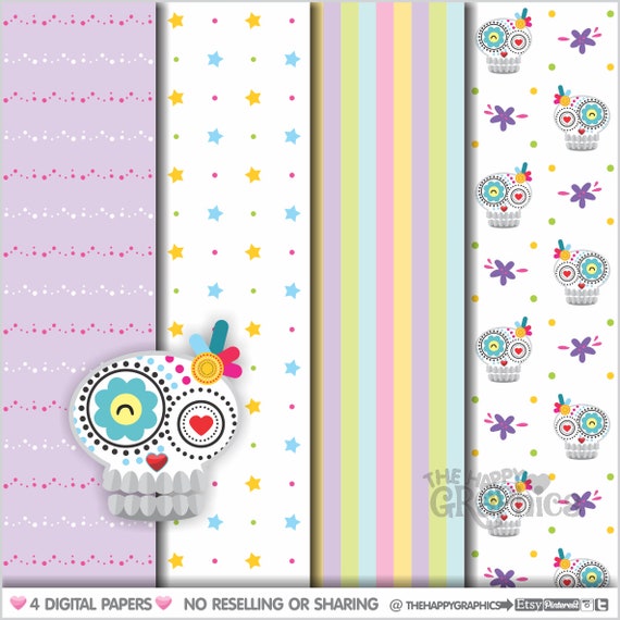 Dia de los Muertos, Digital Paper, Day of the Dead, Printable Paper ...