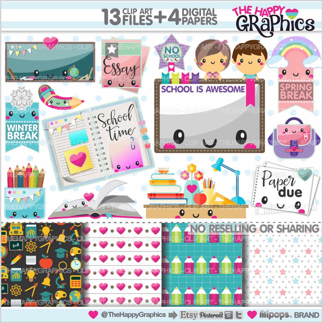 Back to School Clipart, Back to School Graphics, COMMERCIAL USE, Study ...