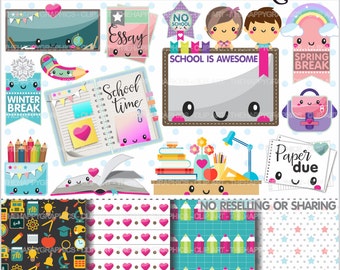 Back to School Clipart, Back to School Graphics, COMMERCIAL USE, Study ...