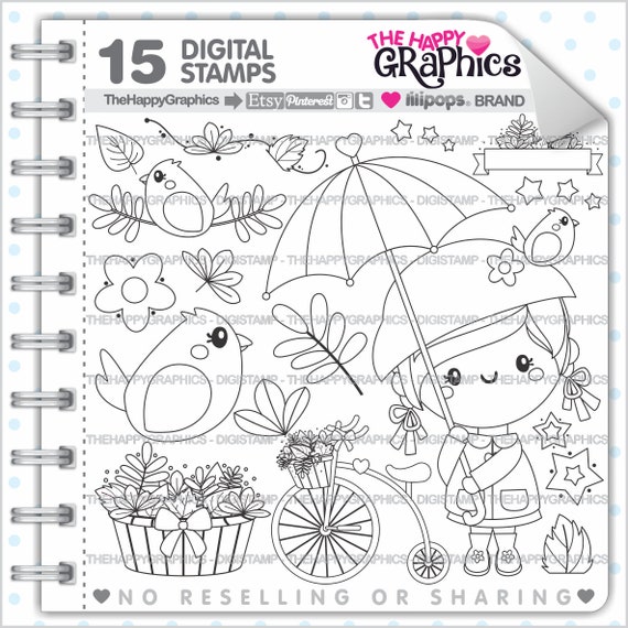 Autumn Stamp, COMMERCIAL USE, Digi Stamp, Digital Image, Autumn ...