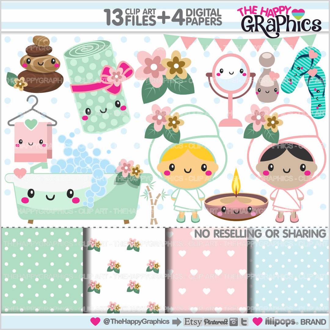 Spa Clipart, Spa Graphics, Spa Girls, Spa Party, COMMERCIAL USE ...