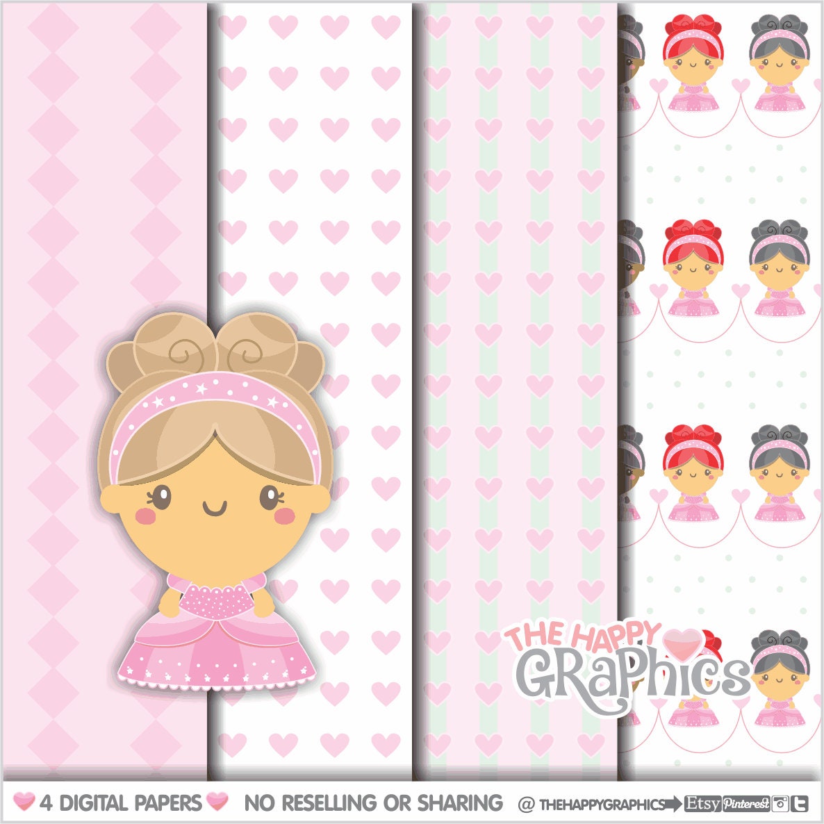 Princess Digital Paper COMMERCIAL USE Princess Pattern - Etsy