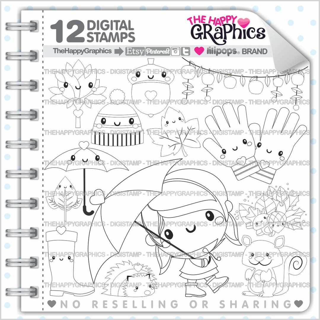 Autumn Stamp, COMMERCIAL USE, Digi Stamp, Digital Image, Autumn ...