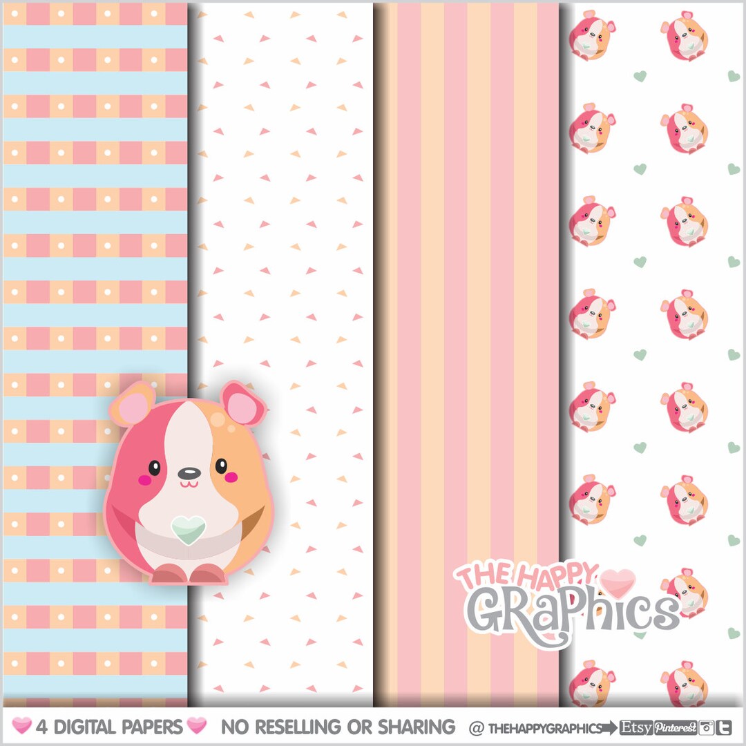 Guinea Pig, Digital Paper, COMMERCIAL USE, Cuy Pattern, Printable Paper ...