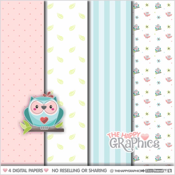 Owl Digital Paper COMMERCIAL USE Owl Pattern Printable - Etsy
