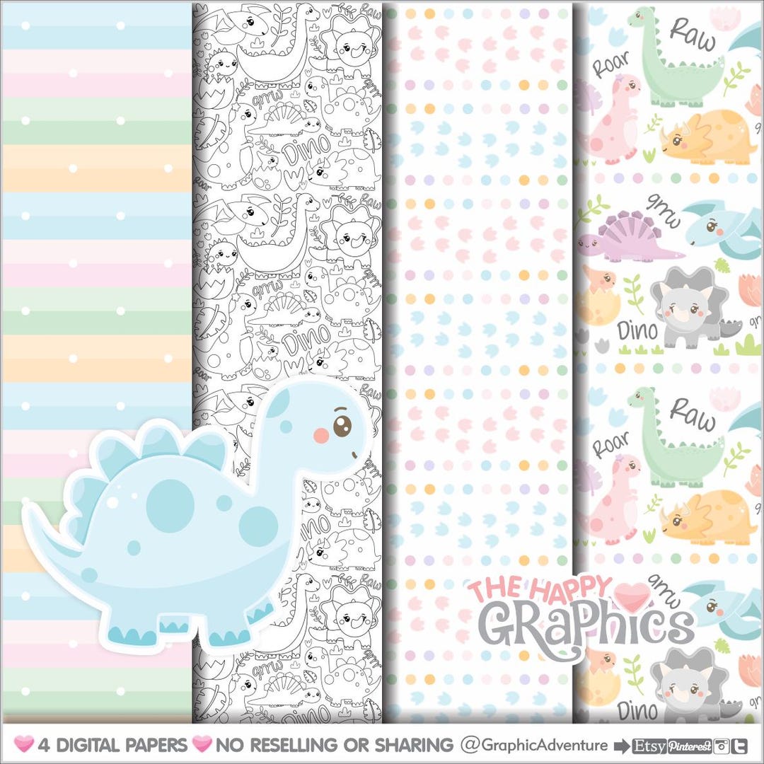 Dinosaur, Digital Paper, Dinosaur Pattern, Printable Paper, Party Paper ...