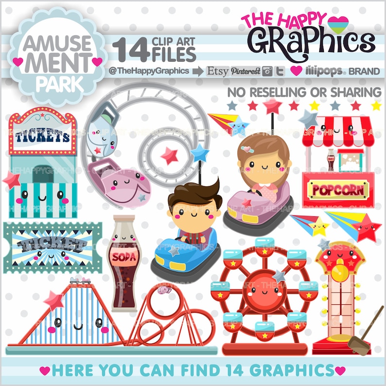 Amusement Park Clipart Park Graphics COMMERCIAL USE | Etsy