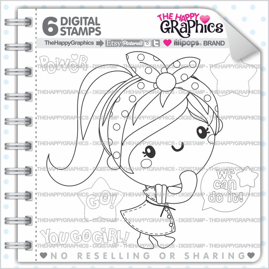 Girl Stamps, Commercial Use, Digi Stamp, Digital Image, Girl Digistamp ...