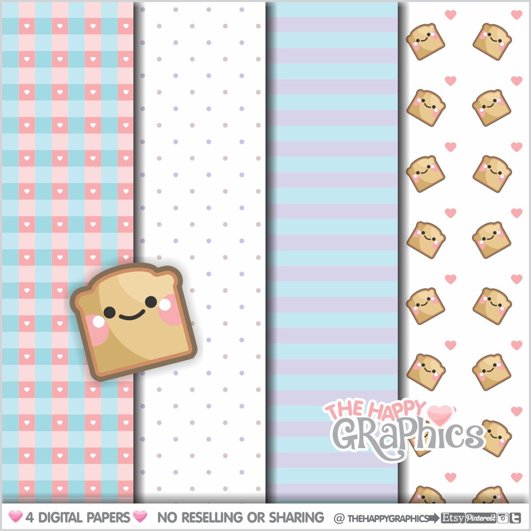 Breakfast Digital Paper, Breakfast Pattern, Daily Routines, Pastel ...
