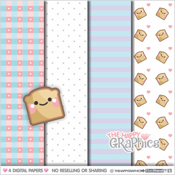 Breakfast Digital Paper, Breakfast Pattern, Daily Routines, Pastel ...