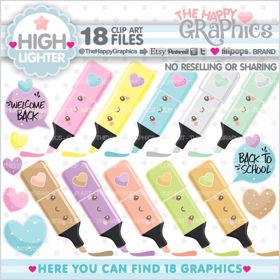 Highlighter Clipart, Backpack Highlighter, COMMERCIAL USE, School ...