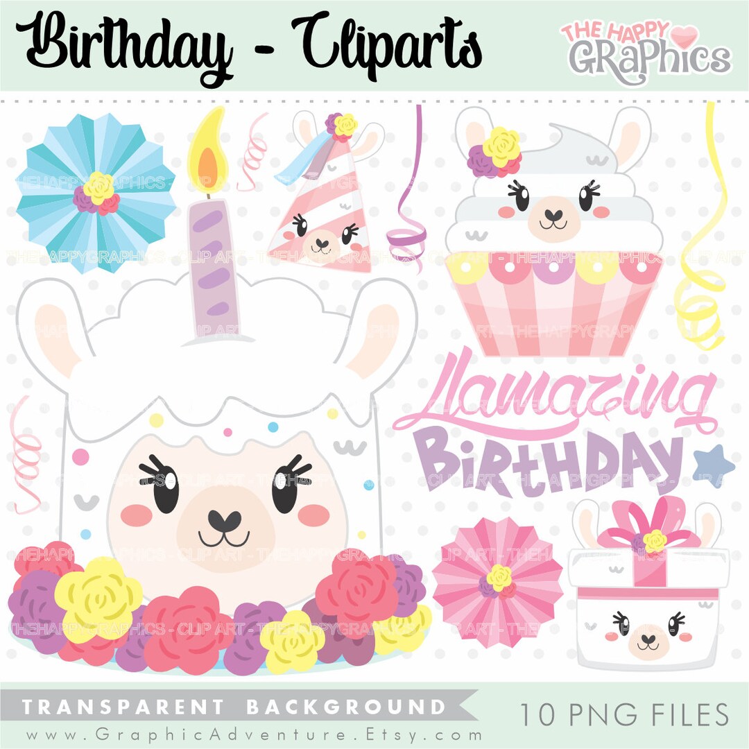 Llama Clipart, Llama Graphic, Alpaca Clipart, Alpaca Party, Birthday ...