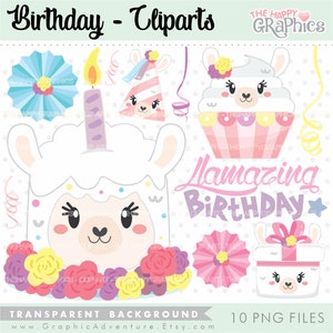 Llama Clipart, Llama Graphic, Alpaca Clipart, Alpaca Party, Birthday ...