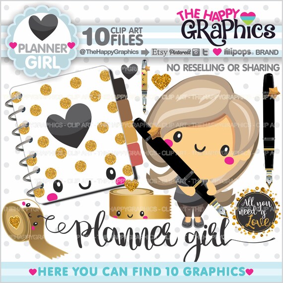 Planner Clipart, Planner Graphics, COMMERCIAL USE, Planner Icons ...