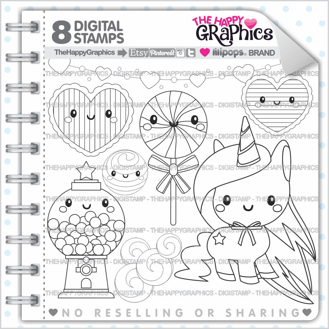 Unicorn Stamp, COMMERCIAL USE, Digi Stamp, Digital Image, Unicorn ...