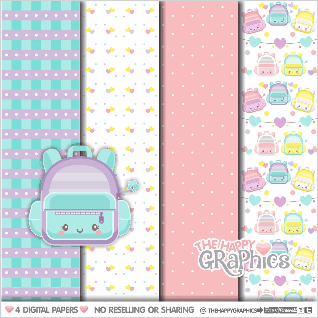Backpack Digital Paper, COMMERCIAL USE, Backpack Pattern, Printable ...