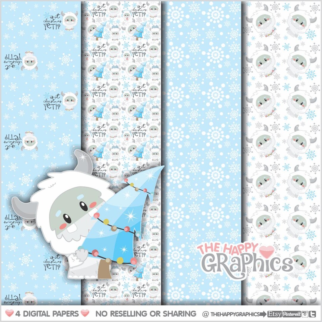 Christmas Paper, Winter Paper, Digital Paper, Digital Pattern, Monster ...