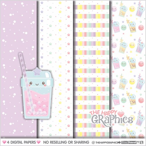Bubble Tea Paper Tea Digital Paper COMMERCIAL USE Beverage - Etsy