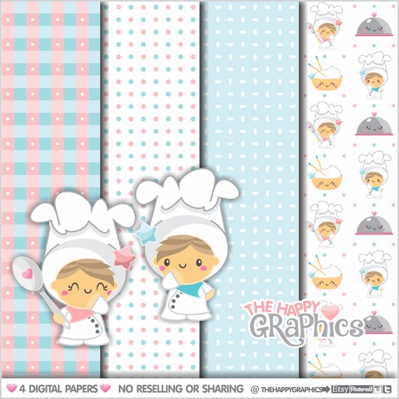 Chef Digital Paper, Chef Pattern, Printable, Digital, Cooking Digital ...