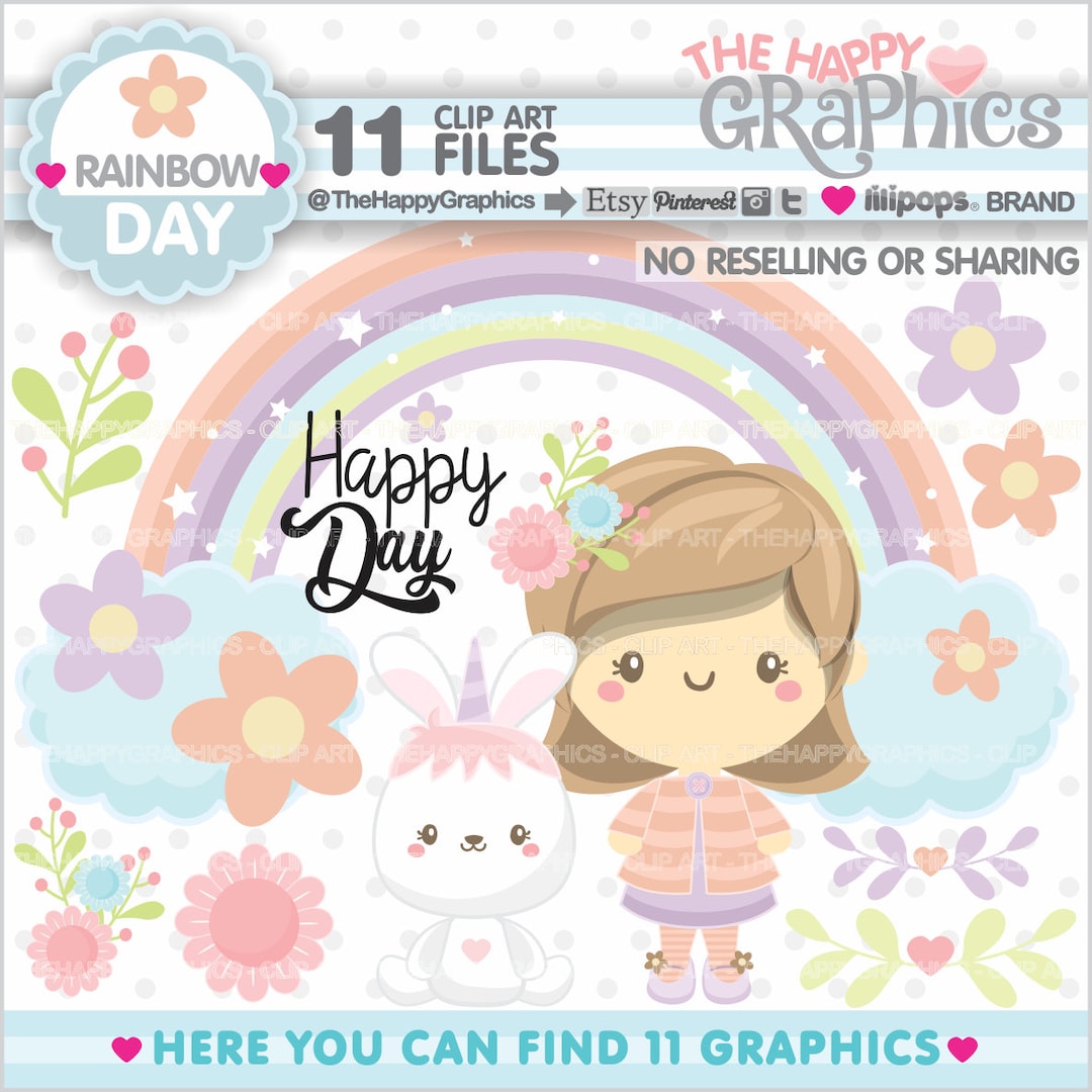 Rainbow Clipart, Rainbow Graphics, COMMERCIAL USE, Bunny Clipart, Bunny ...