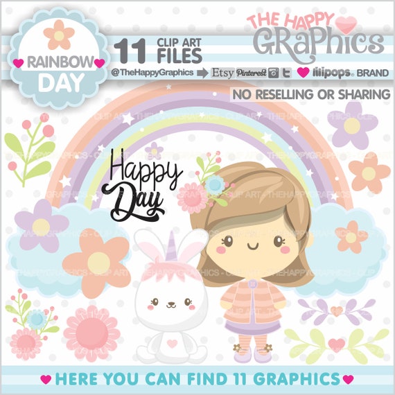 Rainbow Clipart, Rainbow Graphics, COMMERCIAL USE, Bunny Clipart, Bunny ...