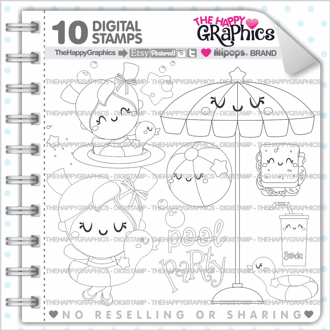 Summer Stamps Commercial Use Digi Stamp Digital Image - Etsy