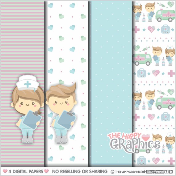 Nurse Digital Paper COMMERCIAL USE Nurse Pattern Printable | Etsy