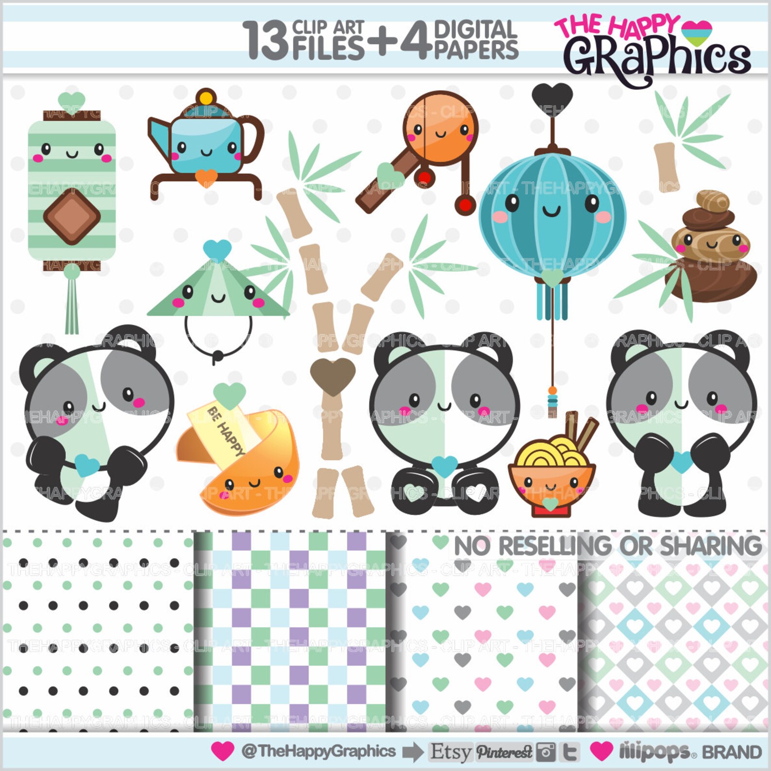 Panda Clipart Panda Graphics COMMERCIAL USE China Clipart - Etsy