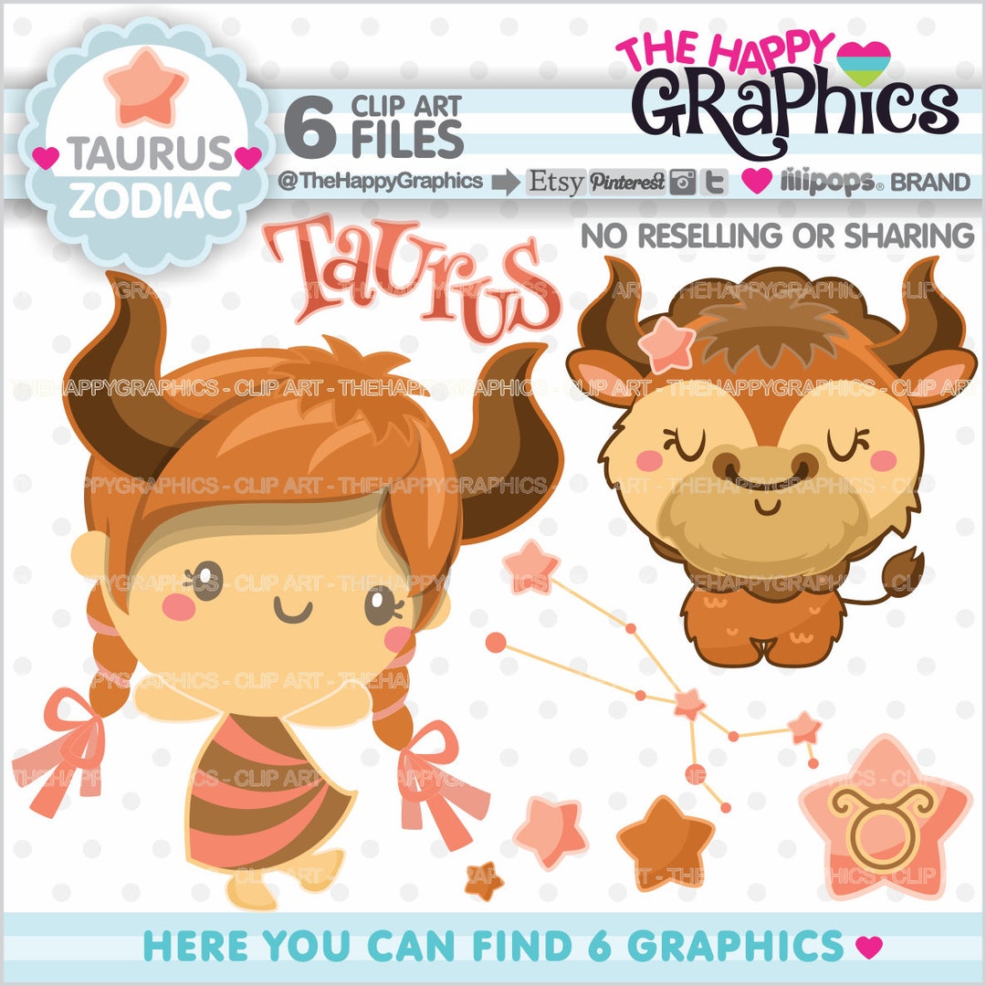 Taurus Clipart, Taurus Graphics, COMMERCIAL USE, Zodiac Clipart, Zodiac ...