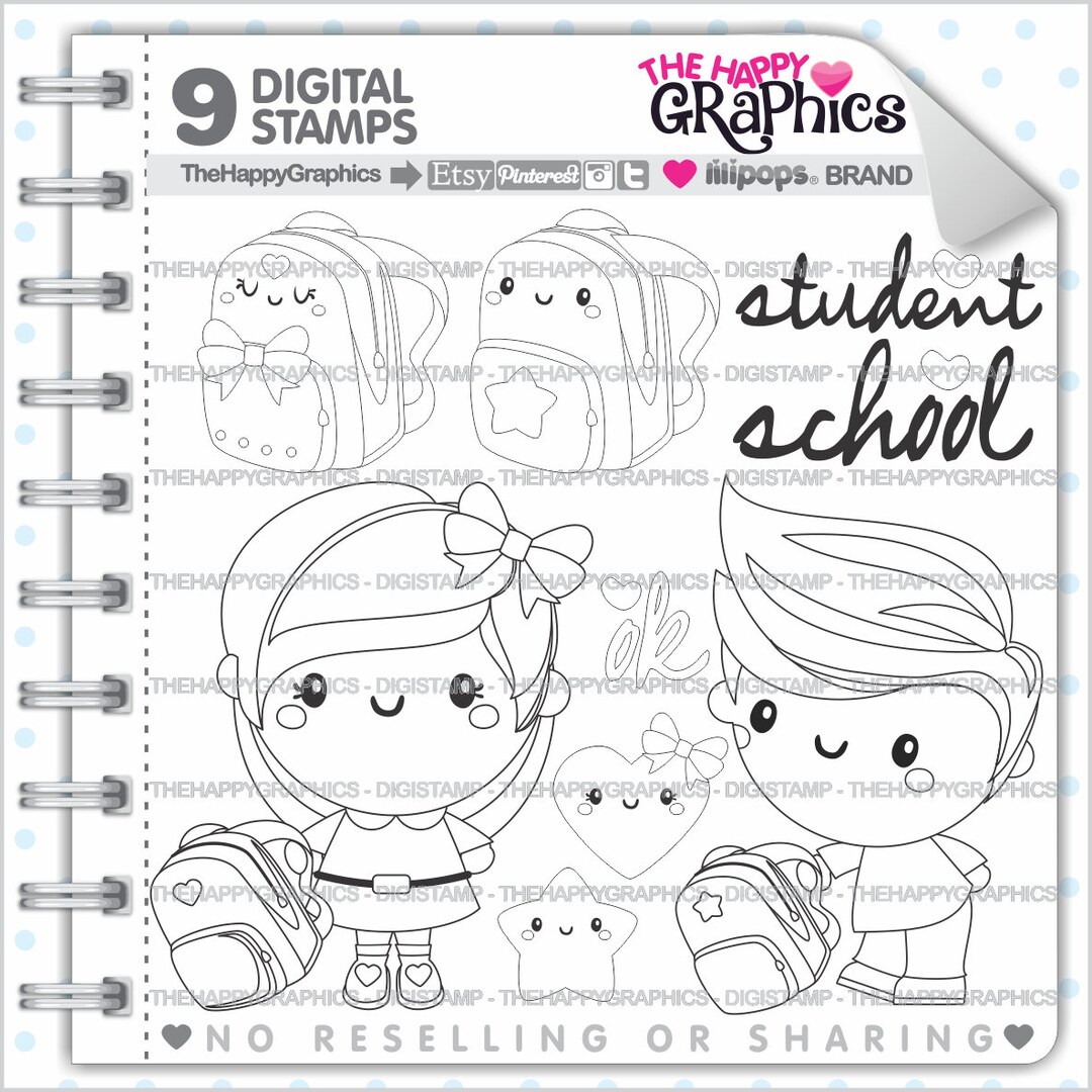 Student Stamp, COMMERCIAL USE, Student Digistamp, Back to School Stamp ...