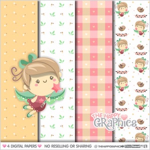Fairy Digital Papers, Fairy Pattern, Autumn Pattern, Autumn Paper ...