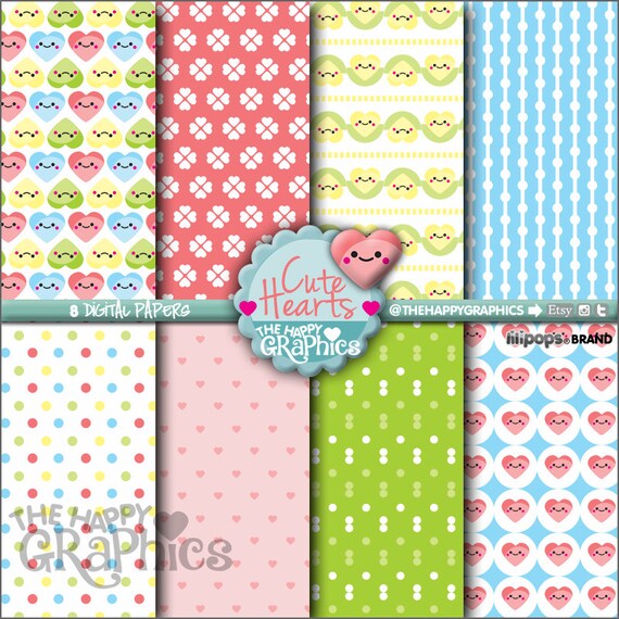 Heart Digital Paper, COMMERCIAL USE, Heart Pattern, Printable Paper ...