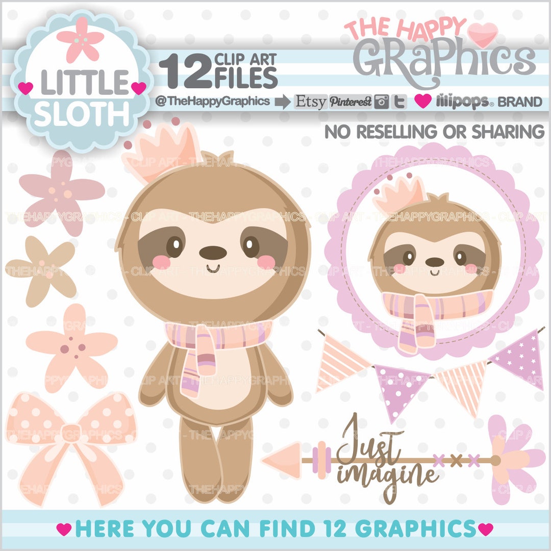 Sloth Clipart, Sloth Graphics, Animal Clipart, COMMERCIAL USE, Animal ...