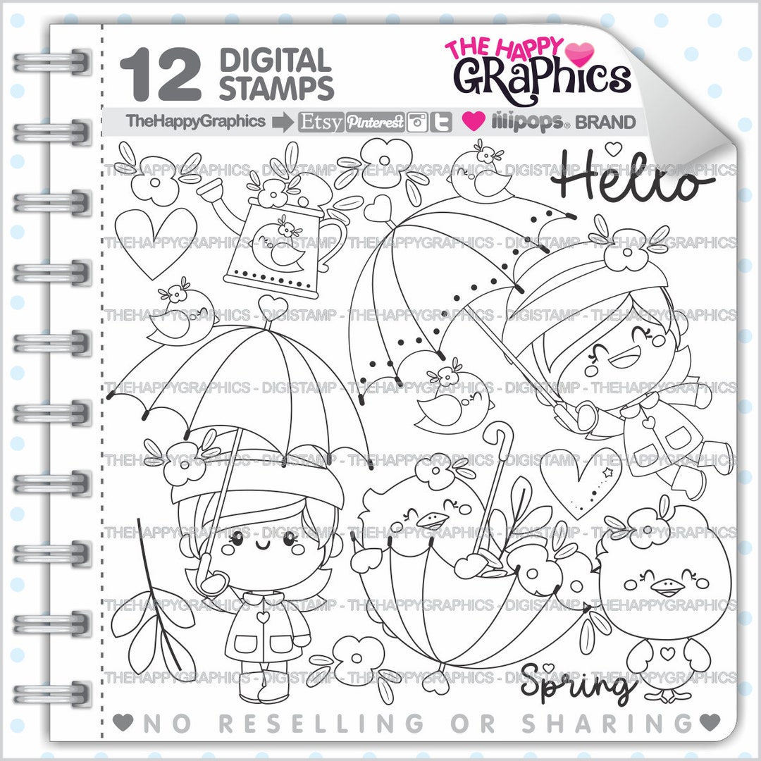 April Showers, Digistamp, Digital Stamp, April Digistamp, Rainy Day ...