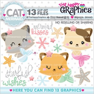 Mermaid Clipart, Mermaid Graphics, COMMERCIAL USE, Cat Cliparts ...